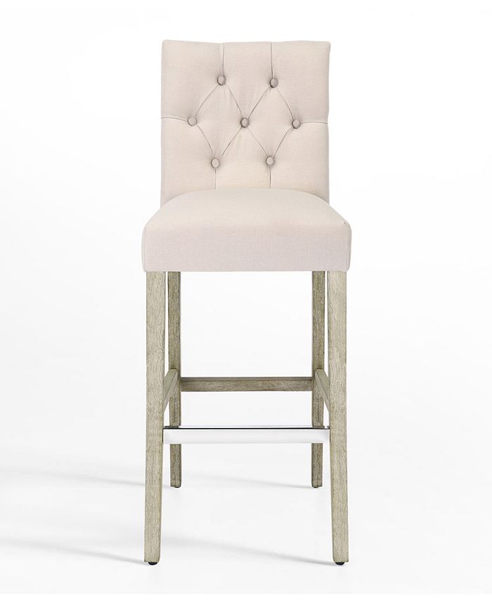 WestinTrends 29" Upholstered Linen Fabric Tufted Bar Stool Chair - Macy's