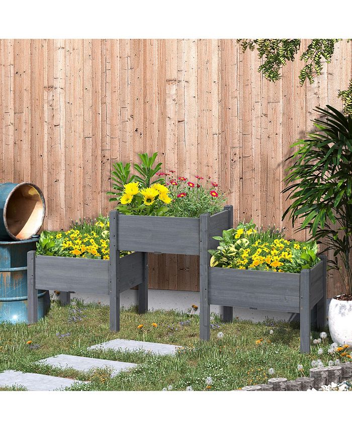 Outsunny 3 Tier Raised Garden Bed Freestanding Planter Box For
