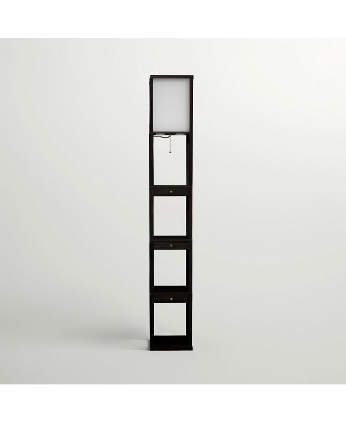 Brightech Maxwell Shelf & LED Floor Lamp with Lantern Shade and Drawers ...