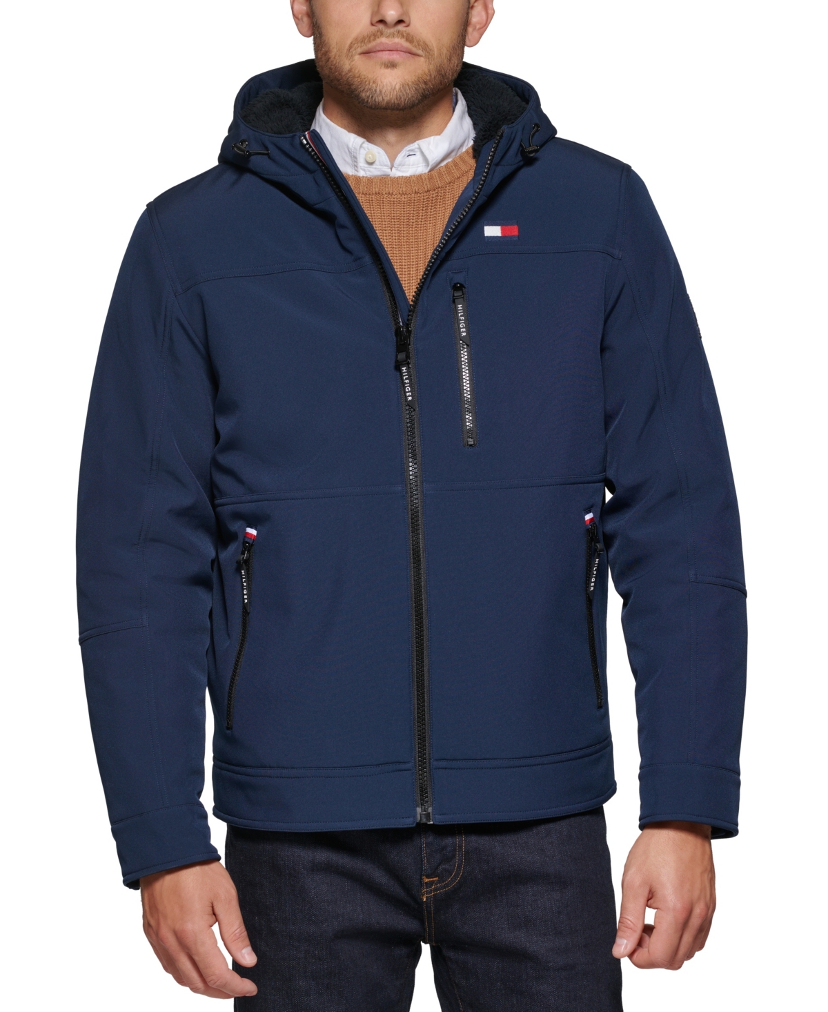 Click here for Tommy Hilfiger Mens Sherpa-Lined Softshell Hooded... prices