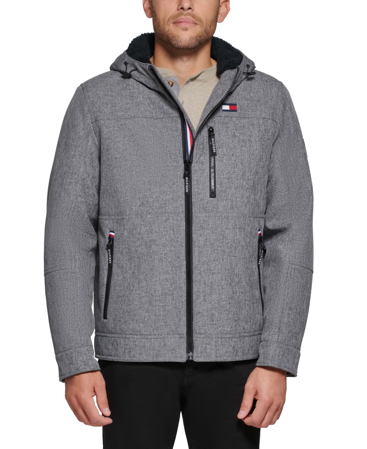 Click here for Tommy Hilfiger Mens Sherpa-Lined Softshell Hooded... prices
