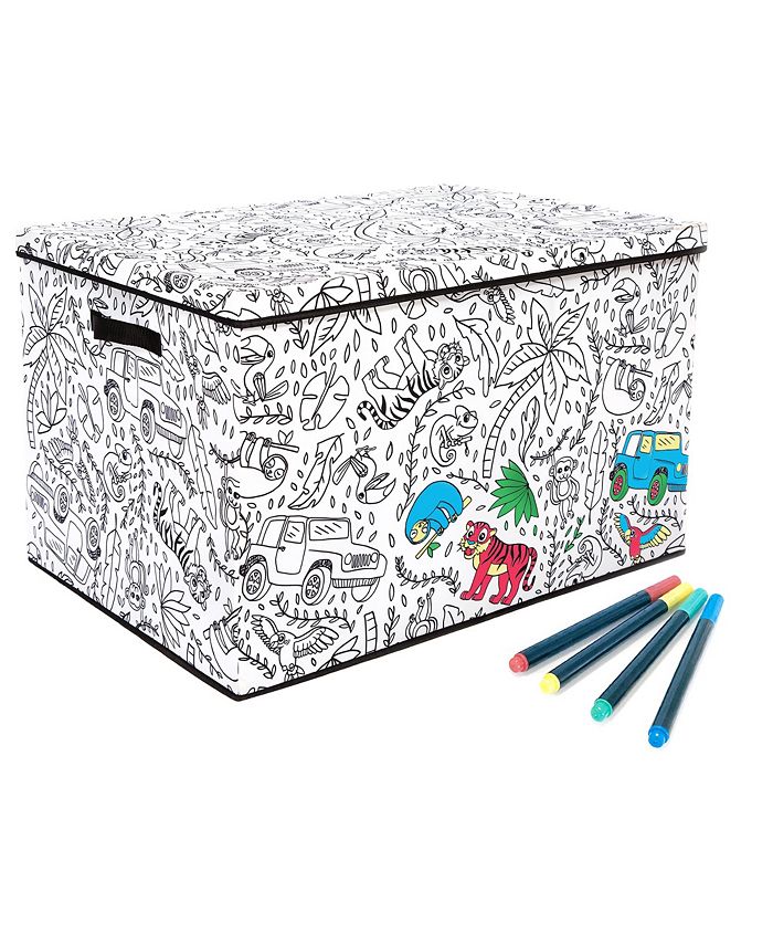 Baum Kid's Coloring Jungle Print Large Lidded Trunk with Removable ...