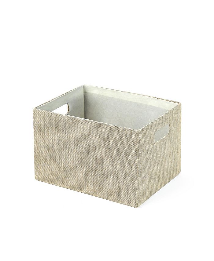 Baum Linen Look Covered Cardboard Rectangle Storage Bins, Set of 3 - Macy's
