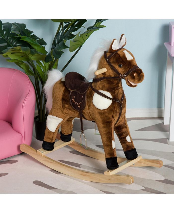 Qaba Children Rocking Plush Horse Ride on Toy Pony Rocker w/ Song - Macy's