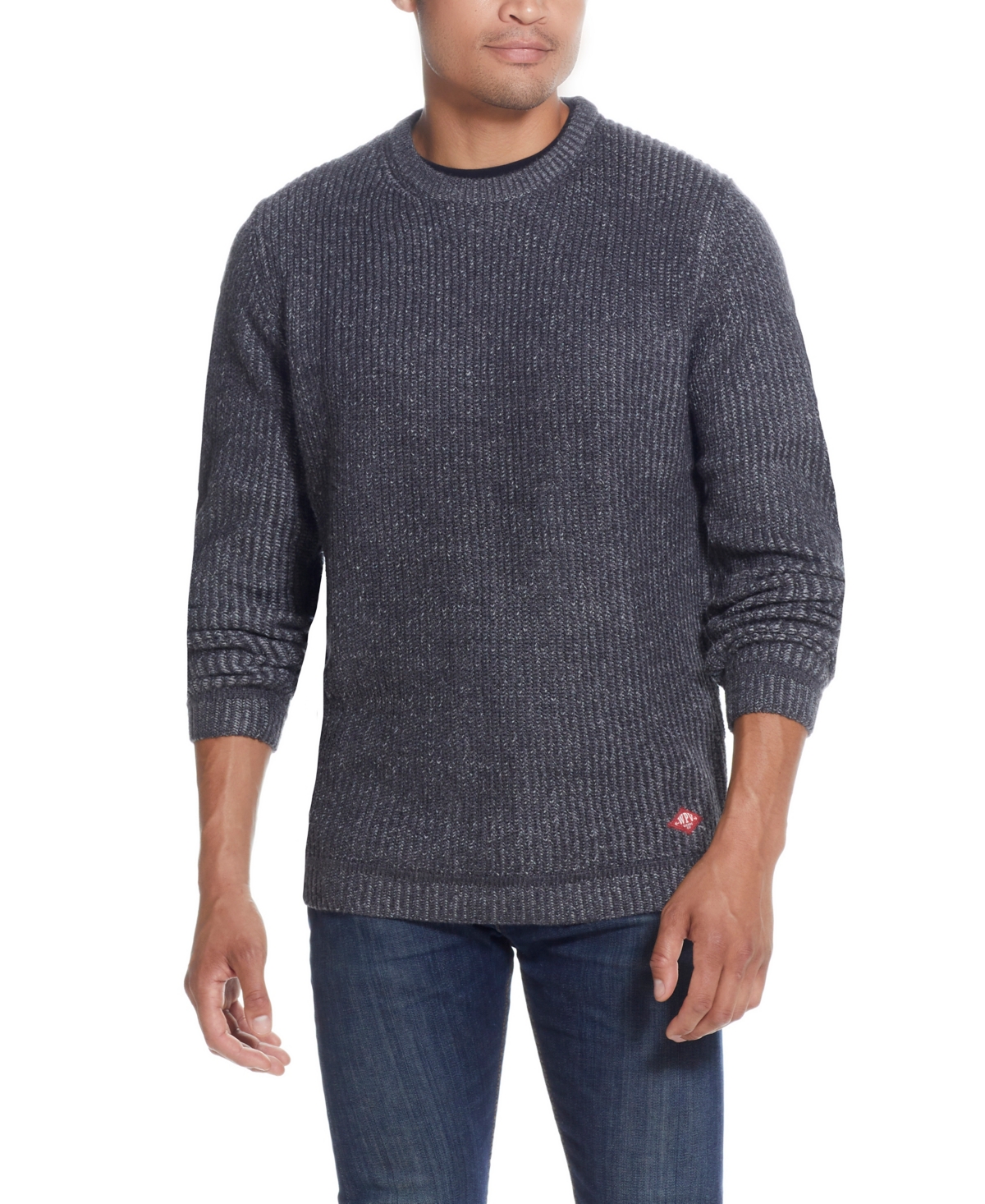 Weatherproof Men's Half Cardi Stitch Crew Neck Sweater in Dark Olive ...