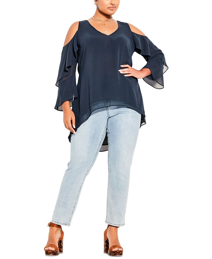 City Chic Trendy Plus Size High Low Cold Shoulder Top & Reviews - Women ...