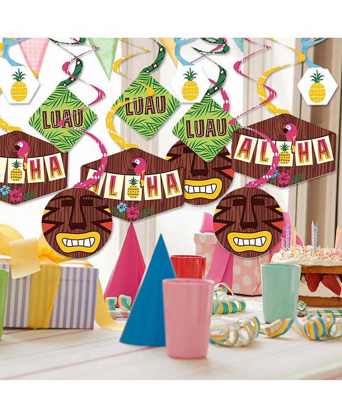 Big Dot of Happiness Tiki Luau - Tropical Hawaiian Summer Hanging Party Decoration Swirls - Set ...