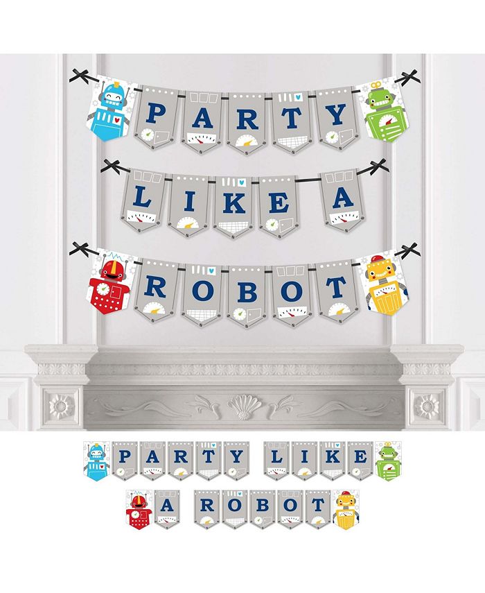 Big Dot of Happiness Gear Up Robots - Bunting Banner - Party ...