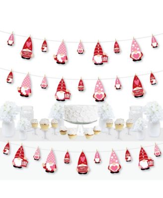 Valentine Gnomes - Party DIY Decor - Clothespin Garland Banner - 44 Pc ...