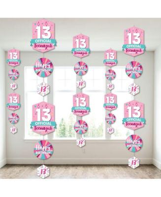 Girl 13th Birthday - Official Teenager Party Hanging Vertical Decor ...