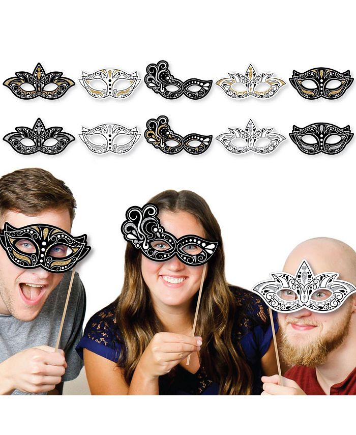 Big Dot of Happiness Masquerade Masks Paper Cardstock Venetian Mask ...