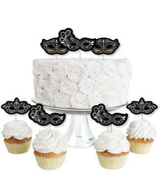 Masquerade - Dessert Cupcake Toppers Venetian Mask Party Clear Treat ...