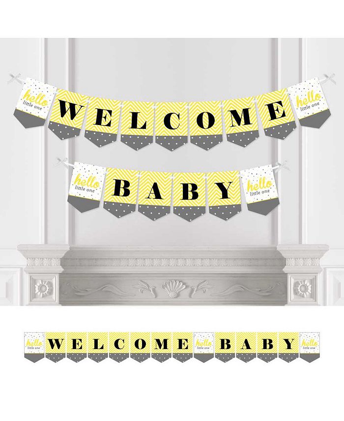 Big Dot of Happiness Hello Little One - Yellow and Gray - Bunting ...