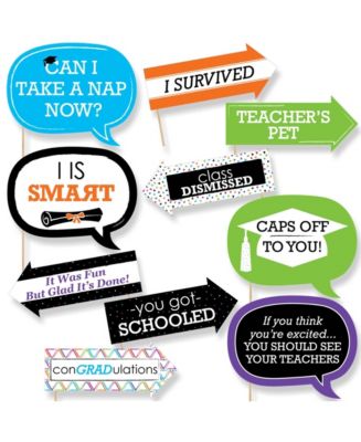 Funny Hats Off Grad - Graduation Party Photo Booth Props Kit - 10 Piece ...