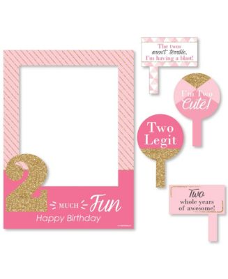 2nd Birthday Girl - Two Much Fun Party Selfie Photo Booth Picture Frame ...