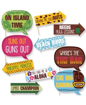 Funny Luau - Hawaiian Party Photo Booth Props Kit - 10 Piece - Macy's