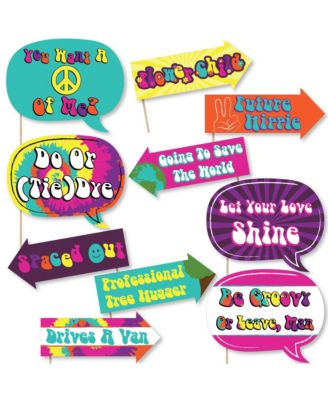 Funny 60's Hippie - 1960s Groovy Party Photo Booth Props Kit - 10 Piece ...