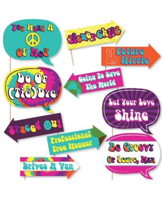 Funny 60's Hippie - 1960s Groovy Party Photo Booth Props Kit - 10 Piece ...