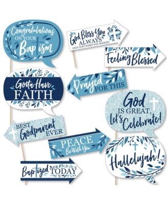 Big Dot of Happiness Funny Baptism Blue Elegant Cross - Boy Religious ...