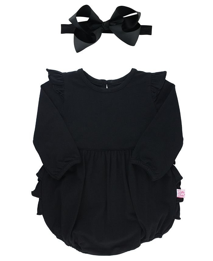 RuffleButts Baby Girls Bubble Romper Bow, 2 Piece Set - Macy's