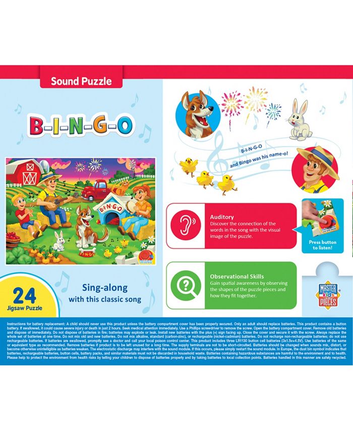 Masterpieces 24 Piece Sing-A-Long Sound Puzzle - B-I-N-G-O - 18"x24 ...