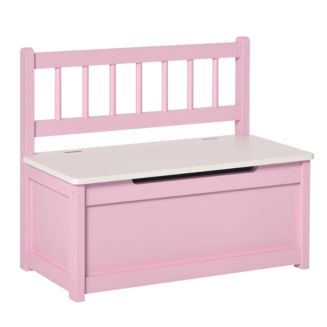 Qaba 2-in-1 Wooden Toy Box Kids Seat Bench Storage Chest w/ Pneumatic ...