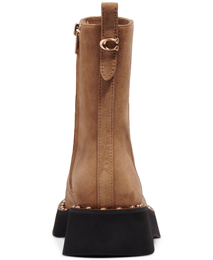 COACH Women's Vanesa Pull-On Studded Lug-Sole Booties - Macy's