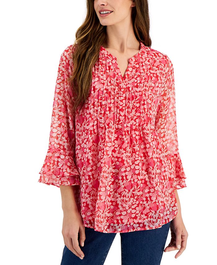 Charter Club Women's 3/4-Sleeve Summer Sweets Pin-Tuck Top, Created for ...