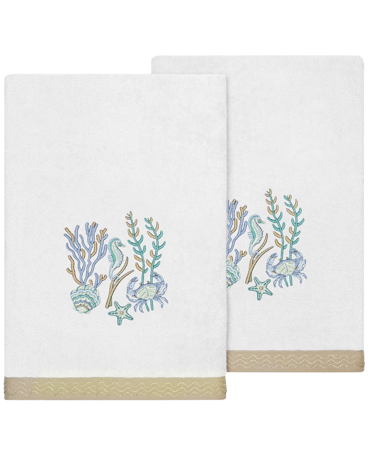 Linum Home Turkish Cotton Aaron Embellished 2-Pc. Bath Towel Set - Silver