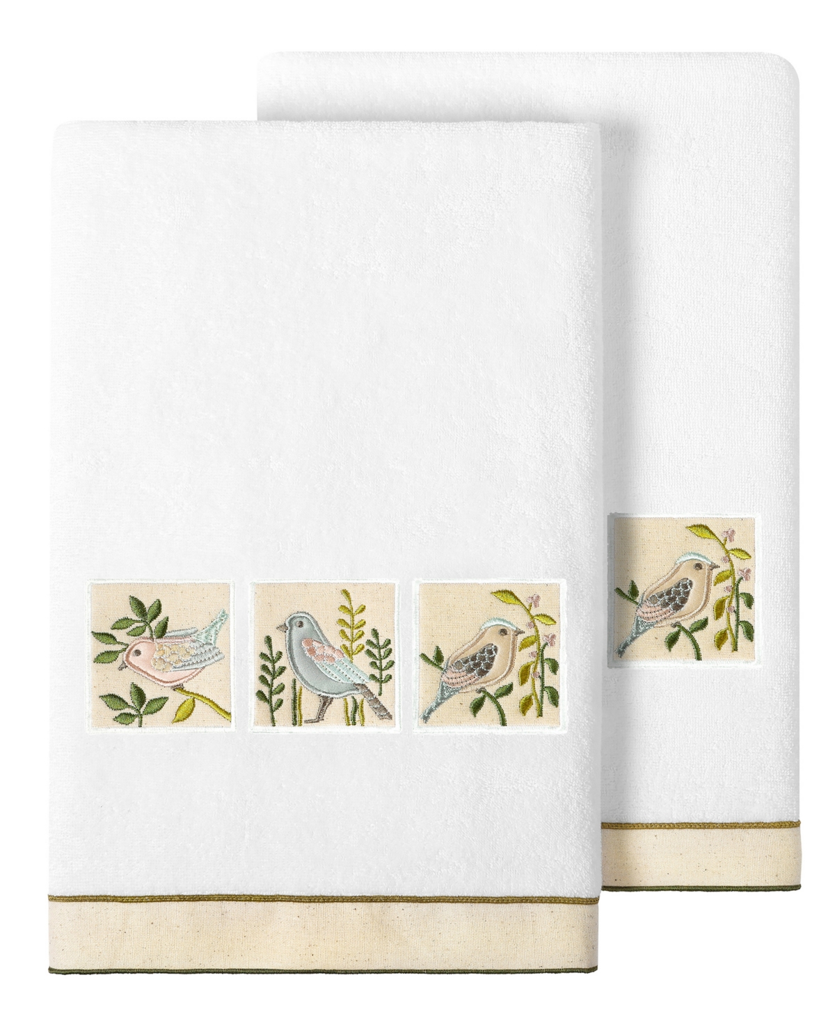 Linum Home Turkish Cotton Belinda Embellished 2-Pc. Bath Towel Set - White