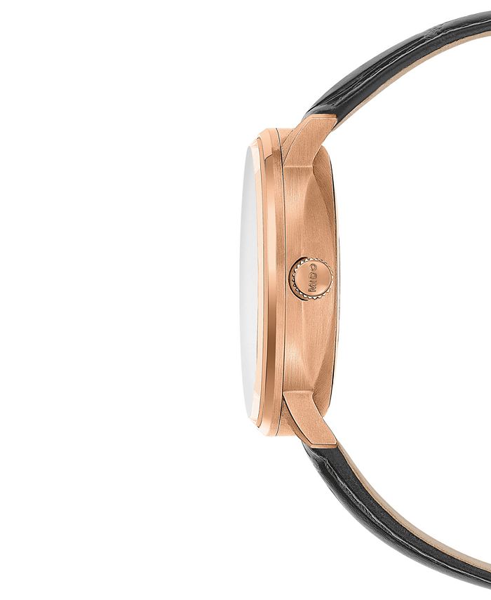 Mido Men's Swiss Automatic Commander Gradient Black Leather Strap Watch ...