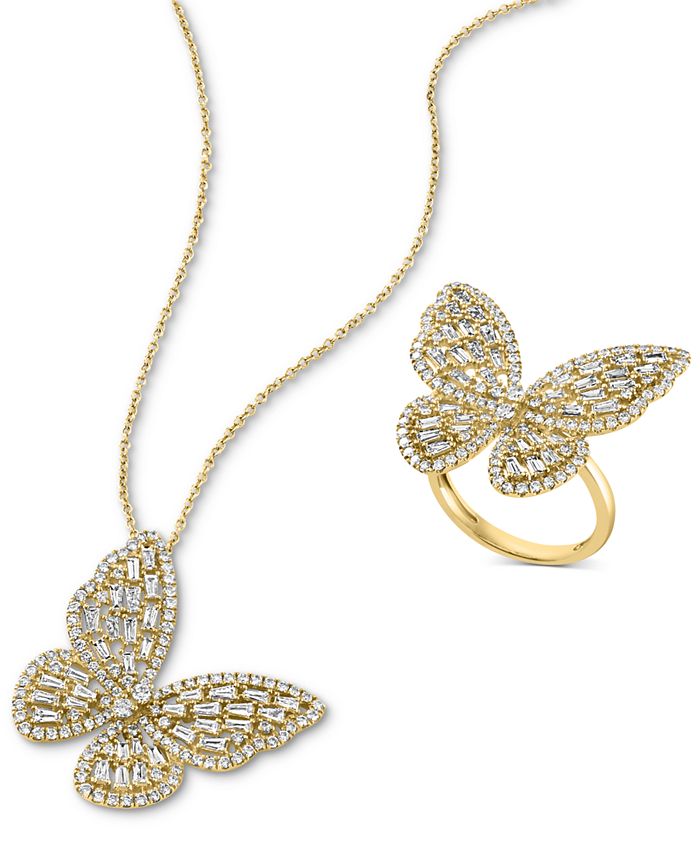 EFFY Collection EFFY® Diamond Butterfly 18" Pendant Necklace (1-3/8 ct ...