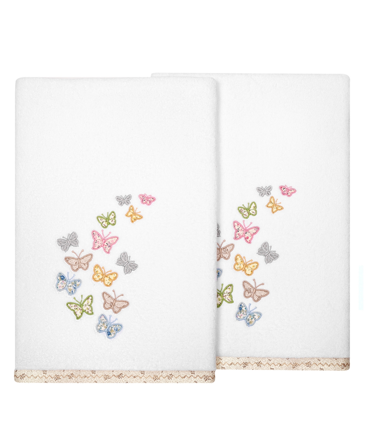 Click here for Linum Home Turkish Cotton Mariposa Embellished 2-P... prices