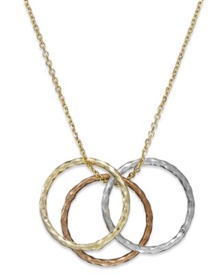Three Ring Pendant Necklace in 14k Gold - Macy's