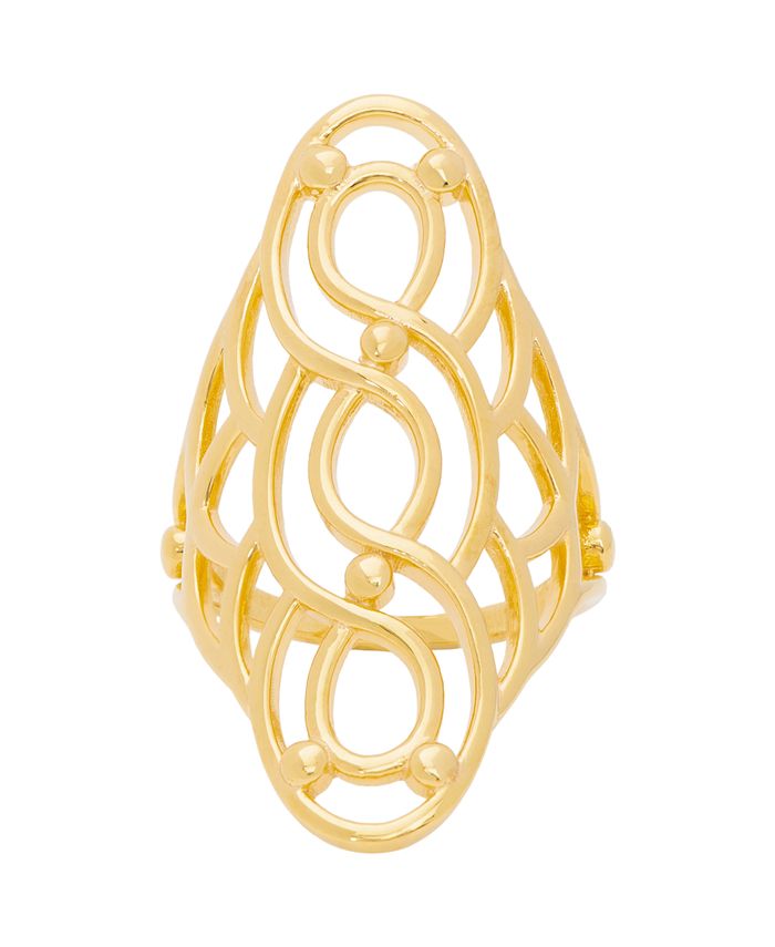 Macy's Gold Plated Shiny Polished Swirl Oval Open Design Ring - Macy's