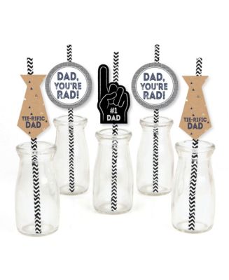My Dad is Rad Paper Straw Decor - Father's Day Party Striped Decor ...