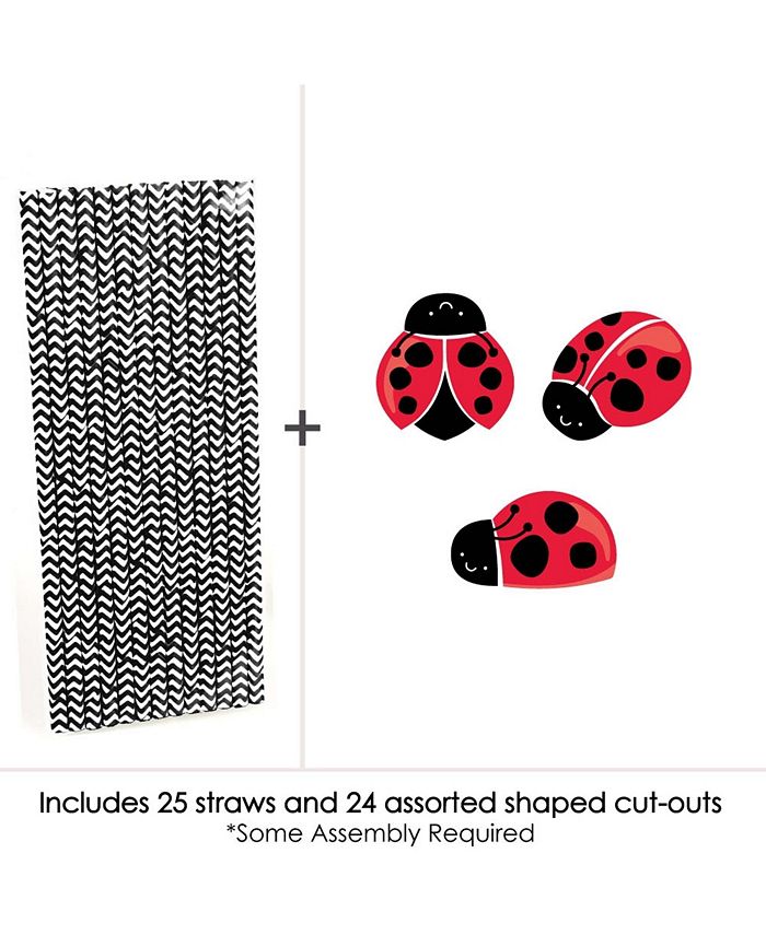 Big Dot of Happiness Happy Little Ladybug - Paper Straw Decor - Striped ...