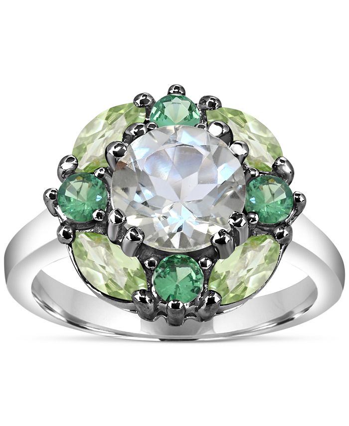 Macy's Multi-Gemstone Cluster Ring (3-5/8 ct. t.w.) in Sterling Silver ...