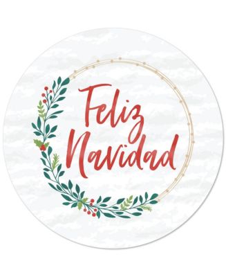 Feliz Navidad - Holiday & Spanish Christmas Party Circle Sticker Labels ...