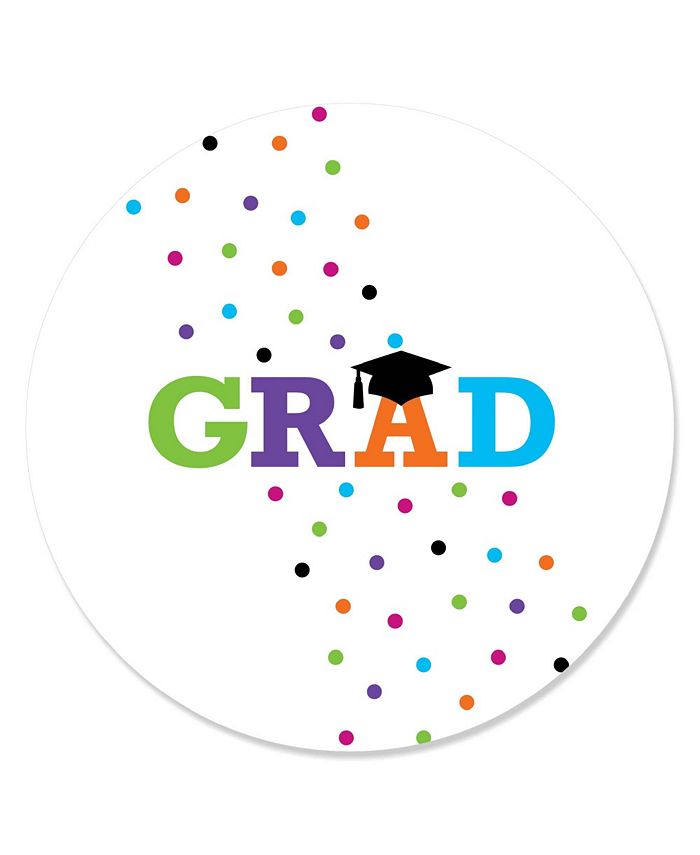Big Dot of Happiness Hats Off Grad - Graduation Party Circle Sticker ...