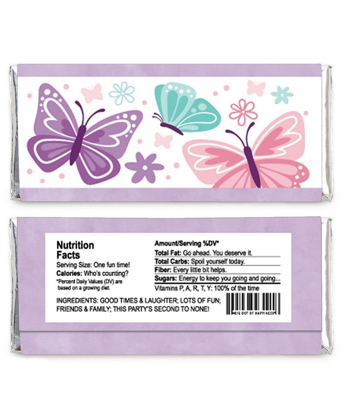 Big Dot of Happiness Beautiful Butterfly - Candy Bar Wrapper Baby ...