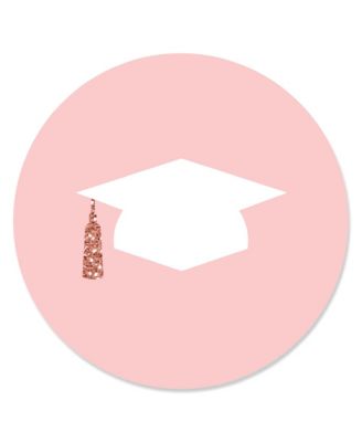Rose Gold Grad - Graduation Party Circle Sticker Labels - 24 Count - Macy's