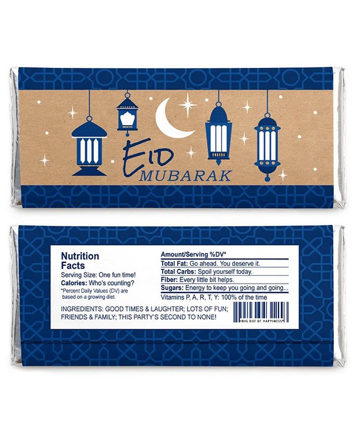 Big Dot of Happiness Ramadan - Candy Bar Wrapper Eid Mubarak Favors ...
