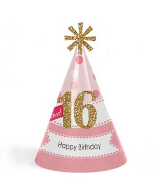 Big Dot of Happiness Sweet 16 - Cone Birthday Party Hats for Kids and ...