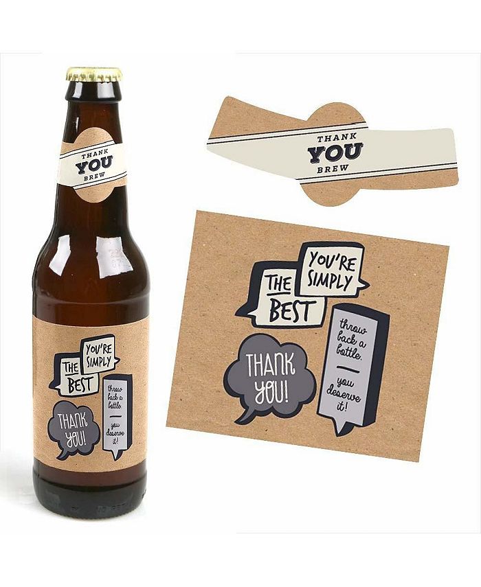 Big Dot of Happiness Thank You - Thank You Gift - 6 Beer Bottle Label ...