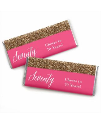 Chic 70th Birthday - Pink Gold - Birthday Party Favors Candy Bar ...