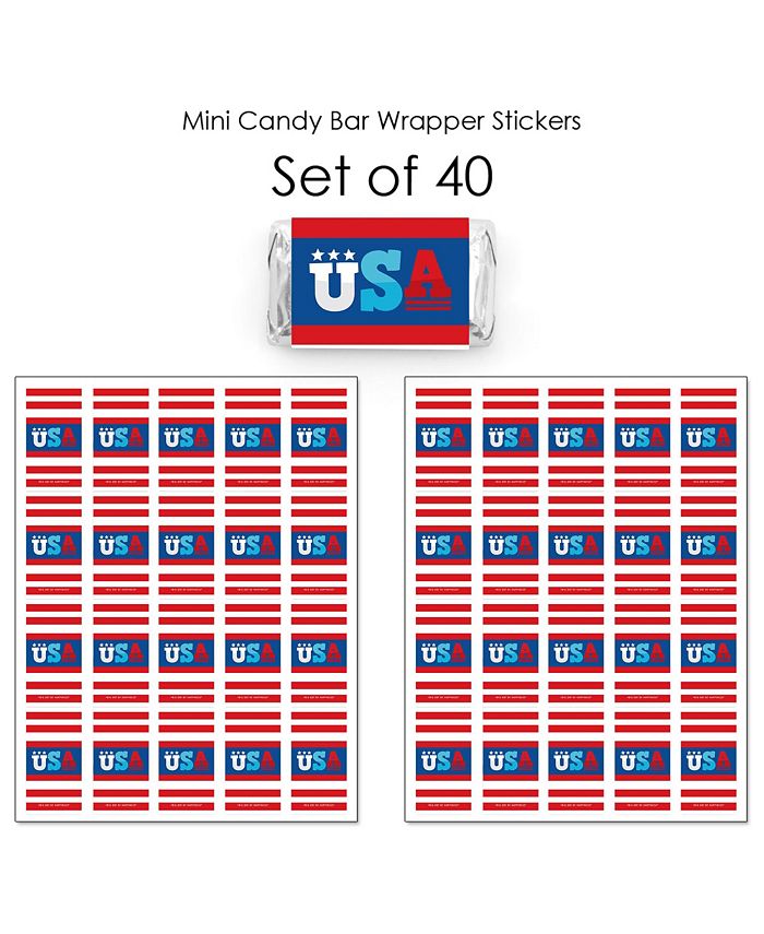 Big Dot of Happiness Firecracker 4th of July - Mini Candy Bar Wrapper ...