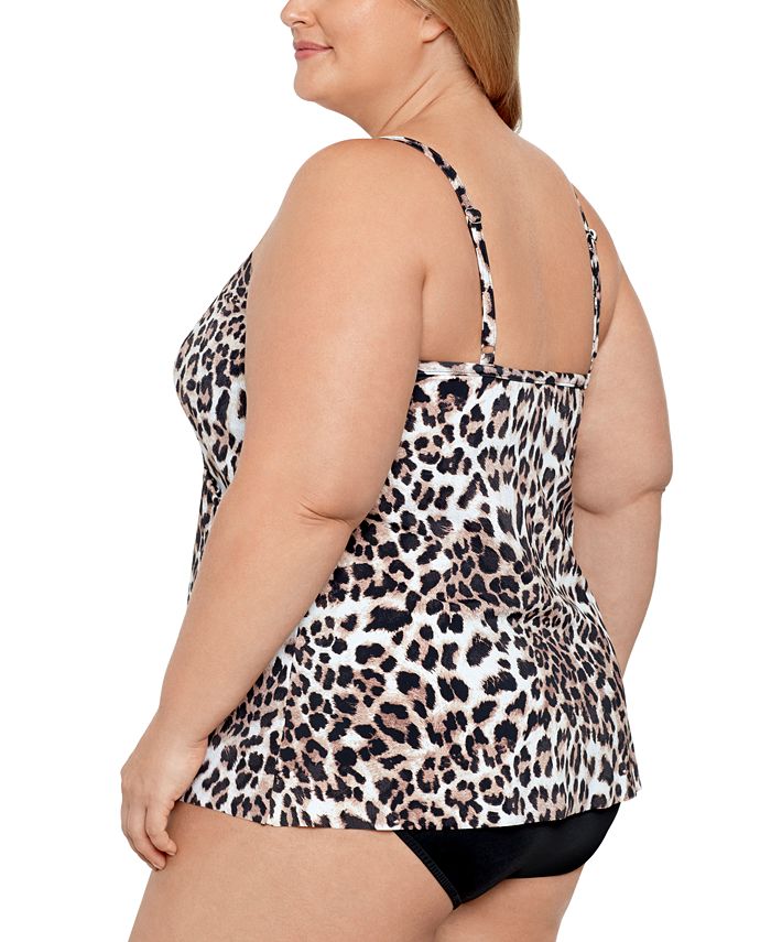 Swim Solutions Plus Size Knotted Flyaway Fauxkini One Piece Swimsuit