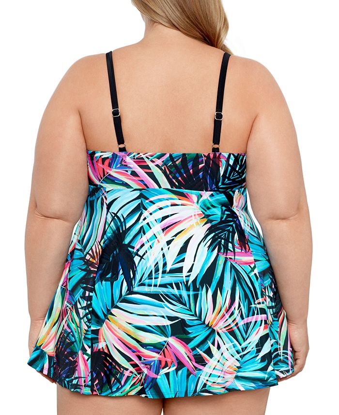 Swim Solutions Plus Size Tummy Control Empire Swimdress Created For
