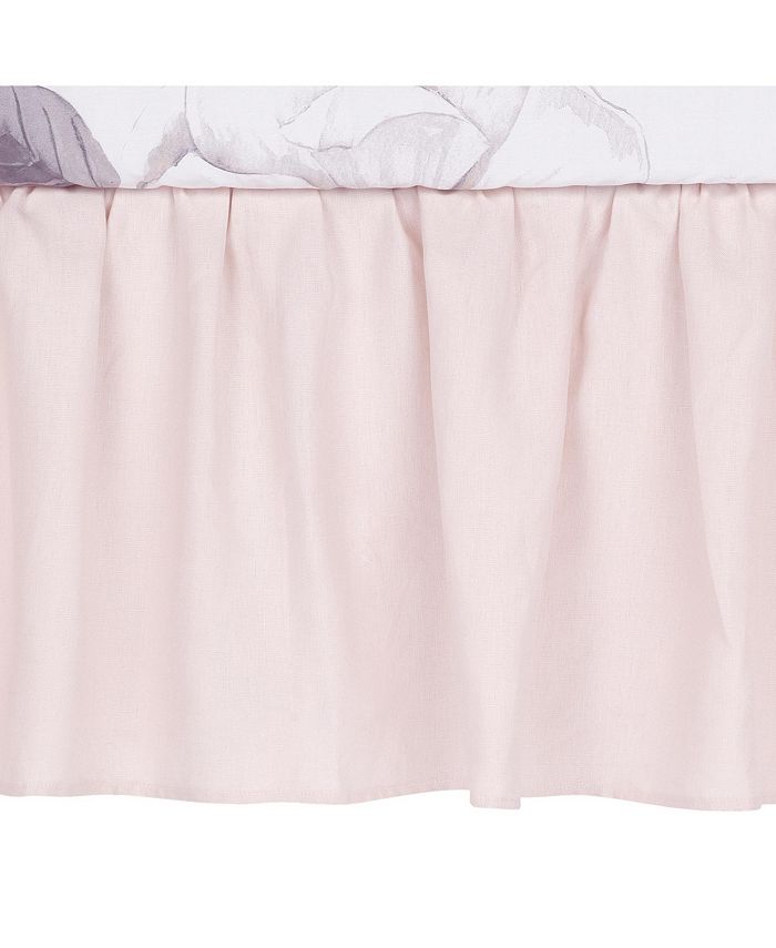 Lambs & Ivy Floral Garden Pink Linen Shirred Crib Skirt/Dust Ruffle ...